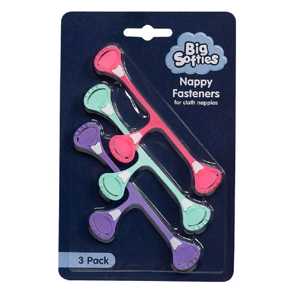 Big Softies Nappy Fasteners 3 Pack - Assorted – Baby Care Nursery
